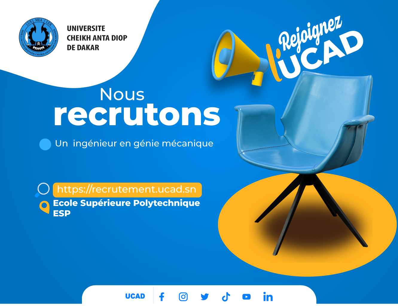 ESP-UCAD : appel à candidatures pour le poste d'ingénieur en génie mécanique | Université Cheikh ...